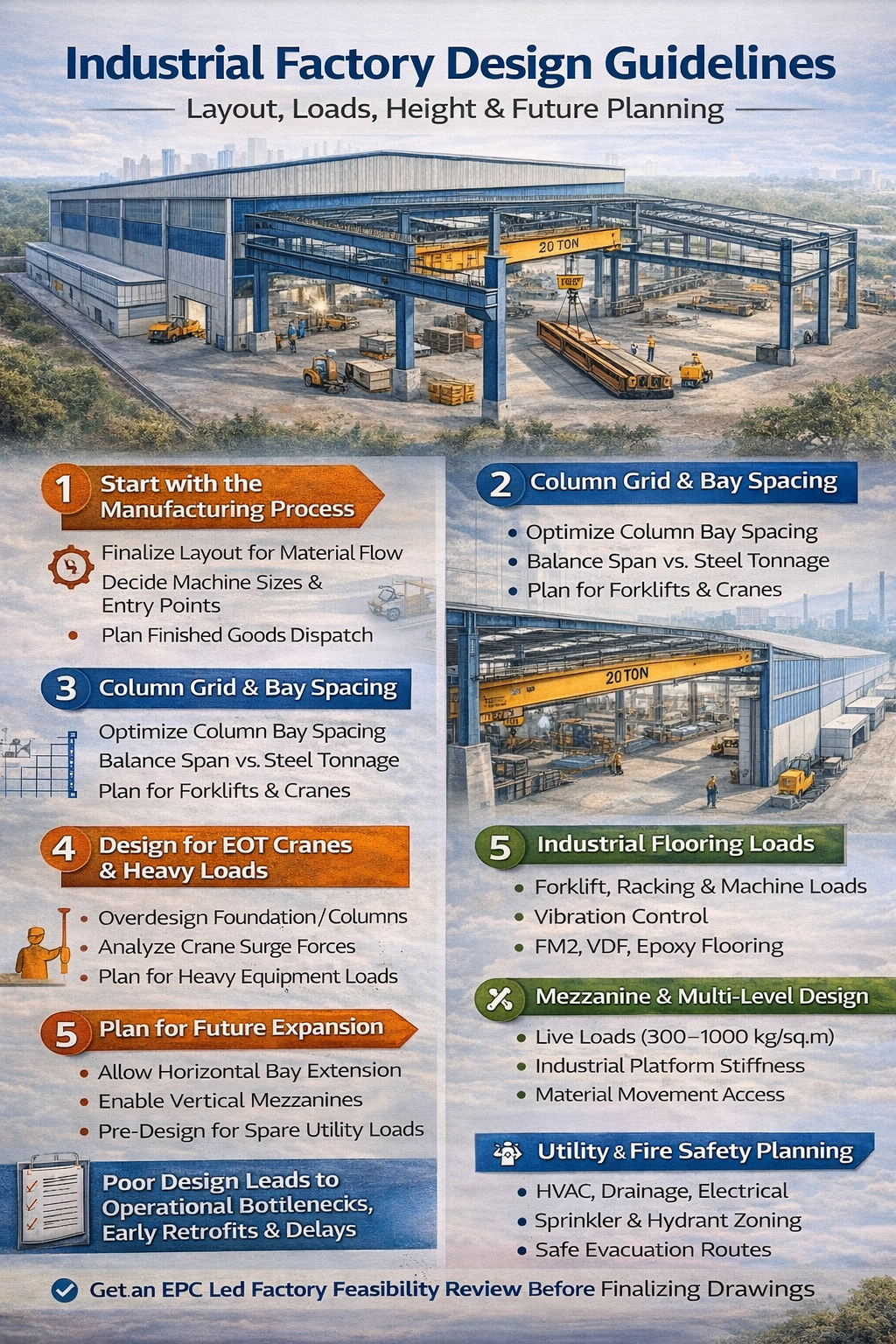 Industrial Factory Design Guidelines: Layout, Loads, Height & Planning